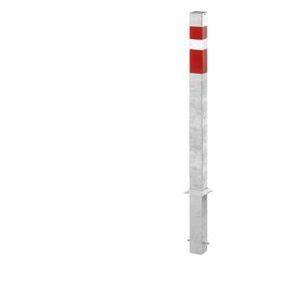 Vierkantpfosten zum Einbetonieren, mit Bodenanker, Stahl, 70 x 70 mm, 900 mm &Uuml;berflur, rot/wei&szlig;