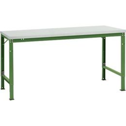 Manuflex Grundtisch UNIVERSAL Spezial, 1750 x 1000 mm, Melamin lichtgrau, resedagr&uuml;n