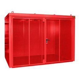 Gasflaschencontainer Bauer GFC-B M4, B 1570 x T 3120 x H 2295, f&uuml;r 60 Gasflaschen, feuerbest&auml;ndig, abschlie&szlig;bar, rot
