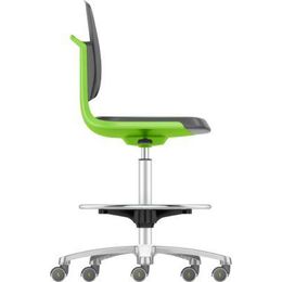 bimos Arbeitsdrehstuhl Labsit hoch, SKINTEC-Polster, Sitz-Stopp-Rollen, B 450 x T 420 x H 560 - 810 mm, gr&uuml;n