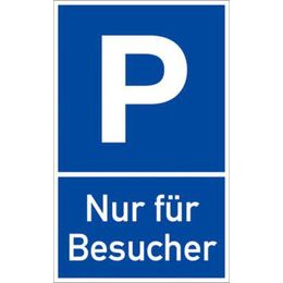moedel Parkplatzschild &bdquo;Nur f&uuml;r Besucher&ldquo;, f&uuml;r die Wand- und Pfostenmontage, L 400 x B 250 mm, Aluminium, wei&szlig;-schwarz-blau