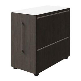 Standcontainer SOLUS PLAY, mit Utensilienauszug, Schublade, Ansatz rechts, Tiefe 400 mm, Mooreiche