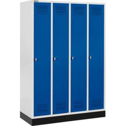 Sch&auml;fer Shop Sch&auml;fer Shop Genius Kleiderspind mit Sockel, 4 Abteile, Drehriegelverschluss, lichtgrau/enzianblau