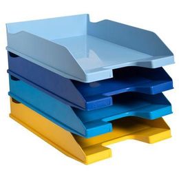 Briefablage Set Exacompta BEE BLUE Combo-Midi, 4-teilig, f&uuml;r Format A4+, stapelbar, Etikettenhalter, Blauer Engel, Polystyrol, mehrfarbig