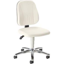 Praxisdrehstuhl bimos, mit Rollen, f&uuml;r Labore & hygienekritische Bereiche, h&ouml;henverstellbar, B 460 x T 470 x H 440-620 mm, Kunstleder, wei&szlig;