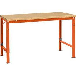 Manuflex Grundtisch UNIVERSAL Spezial, 1500 x 1000 mm, Multiplex natur, rotorange