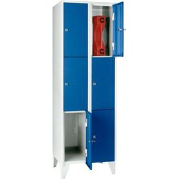 Wertfachschrank 300 mm, 2 Abteile, 6 F&auml;cher, Sicherheitszylinderschloss, Fu&szlig;, enzianblau
