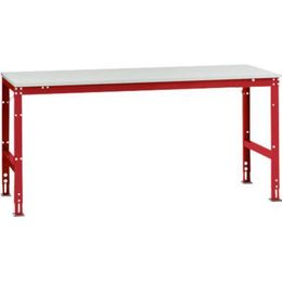 Manuflex Arbeitstisch UNIVERSAL Standard, 2000 x 1000 mm, Melamin lichtgrau, rubinrot