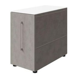 Standcontainer SOLUS PLAY, mit Utensilienauszug, Schublade, Ansatz rechts, Tiefe 400 mm, Ceramic grey