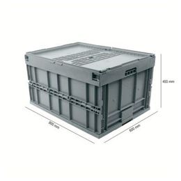 EURO-Ma&szlig; Faltbox 8645 DS, mit Deckel, Volumen 171,2 l, mit Stirnteilsicherung, grau