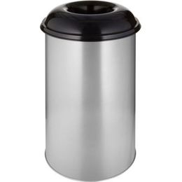 Abfallsammler 50 L selbstl&ouml;schend, Korpus alufarbig/Deckel schwarz