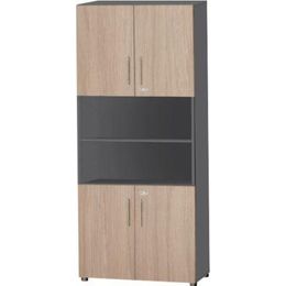 Sch&auml;fer Shop Sch&auml;fer Shop Select Kombischrank Start Off, 6 OH, 4 OH m. T&uuml;r, abschlie&szlig;bar, B 800 x T 420 x H 2240 mm, graphit/Eiche-Dekor
