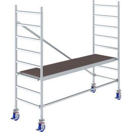 Alu-Fahrger&uuml;st Krause Serie 10, 200 kg/m&sup2;, h&ouml;henverstellbare Rollen, L 2500 x B 750 x H 3000 mm