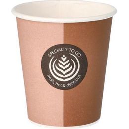 Coffee to go Becher, f&uuml;r 0,2 l, &Oslash; 75 x H 91 mm, bedruckte Pappe, beige-schwarz, 50 St&uuml;ck