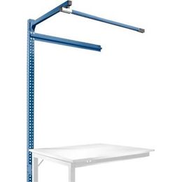 Manuflex Aufbauportal m. Ausleger, Ansatztisch STANDARD Arbeitstisch/Werkbank UNIVERSAL/PROFI, 1250 mm, briallantblau