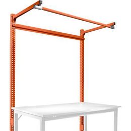 Manuflex Aufbauportal m. Ausleger, Grundtisch STANDARD Arbeitstisch/Werkbank UNIVERSAL/PROFI, 1500 mm, rotorange