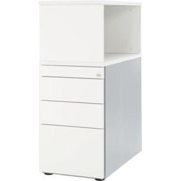 Sch&auml;fer Shop Sch&auml;fer Shop Genius Standcontainer mit Aufsatzregal, abschlie&szlig;bar, seitliche Griffnut, wei&szlig;