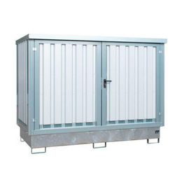 Bauer Gefahrstoffdepot Typ GD-E/IBC-2 ,verzinkt, f&uuml;r 2 IBC oder 4 F&auml;sser, mit Auffangwanne & Gitterrost, abschlie&szlig;bar, B 2835 x T 1595 x H 2180 mm