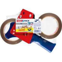 Tesa&reg; Abroller 57108, f&uuml;r Rollen bis B 50 mm + 2 Rollen Packb&auml;nder, braun