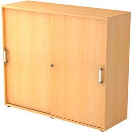 Schiebet&uuml;renschrank TARVIS, 3 Ordnerh&ouml;hen, B 1200 x T 400 x H 1100 mm, abschlie&szlig;- & stapelbar, Buche-Dekor