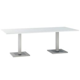 Konferenztisch, bis 8 Personen, Rechteck, Standfu&szlig;, B 2200 x T 1000 x H 720-820 mm, wei&szlig;/silber