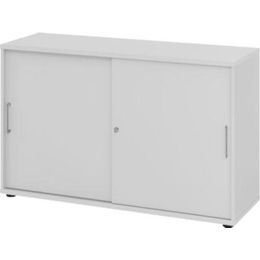 Schiebet&uuml;rschrank Breno, abschlie&szlig;bar, Spanplatte, melaminharzbeschichtet, B 1200 x T 400 x H 748 mm, 2 Ordnerh&ouml;hen, lichtgrau/lichtgrau