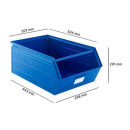 Sch&auml;fer Shop Sch&auml;fer Shop Select Sichtlagerkasten, mit Tragestab, L 524 x B 307 x H 201 mm, 26 l, 120 kg, Stahl, RAL 5015 (himmelblau)