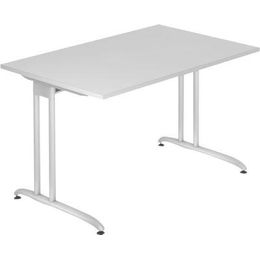 Schreibtisch TARA, C-Fuß, Rechteck, B 1200 x T 800 x H 720 mm, lichtgrau