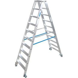 Krause Alu-Stufendoppelleiter mit Rollen, 20 Stufen