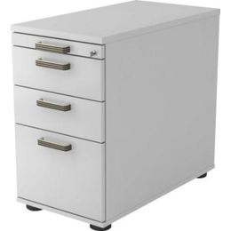Standcontainer TOPAS LINE, 2 Sch&uuml;be, 1 H&auml;ngeregistraturauszug, 1 Utensilienauszug, abschlie&szlig;bar, B 428 x T 800 x H 720-760 mm, lichtgrau/lichtgrau