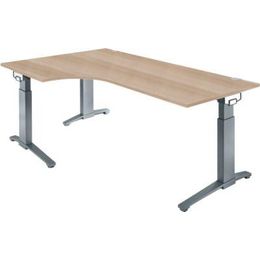 Sch&auml;fer Shop Sch&auml;fer Shop Genius Schreibtisch ERGOSTYLE S, 90&deg;, C-Fu&szlig; Gestell, Ansatz links, manuell h&ouml;henverstellbar, melaminharzbeschichtet, B 2000 x T 800 x H 675-895 mm, Eiche/anthrazit