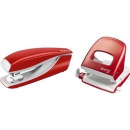 Leitz&reg; B&uuml;rolocher + Tischheftger&auml;t SET, rot