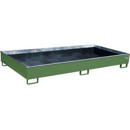 Bauer Regalwanne RW 2700-2 PE, mit PE-Einsatz, L 2665 x B 1315 x H 305 mm, resedagr&uuml;n RAL 6011