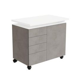 Anstellcontainer SOLUS PLAY, 4 Sch&uuml;be, 1 Fl&uuml;gelt&uuml;r, B 800 x T 500 x H 720 - 1080 mm, Ceramic grey