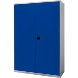 Sch&auml;fer Shop Sch&auml;fer Shop Genius Fl&uuml;gelt&uuml;rschrank FS, Stahl, mit Bel&uuml;ftungsl&ouml;chern, B 1343 x T 420 x H 1950 mm, 5 OH, wei&szlig;aluminium/enzianblau, bis 450 kg