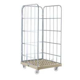 Rollbox, 3-seitig, Kunststoffbodenplatte, 724 x 815 x 1850 mm, grau (RAL 7032)