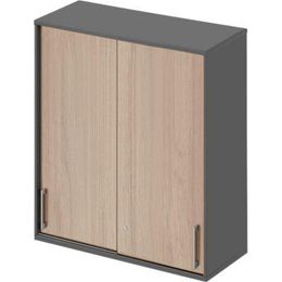 Sch&auml;fer Shop Sch&auml;fer Shop Genius Aufsatz-Schiebet&uuml;renschrank TETRIS WOOD, 3 OH, B 1000 mm, graphit/Eiche
