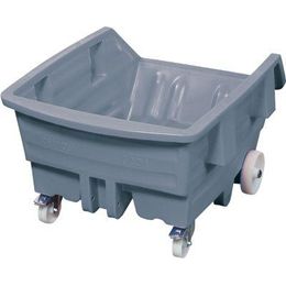 Kippwagen, Polyethylen, grau, B 1150 x T 1560 x H 925 mm, 750 l, Sch&uuml;ttkanth&ouml;he 560 mm, bis 150 kg