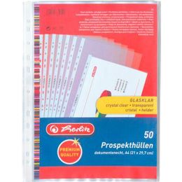 Herlitz Prospekth&uuml;lle Premium, DIN A4, PP-Folie, glatt, dokumentenecht, 50 St&uuml;ck, extra stark