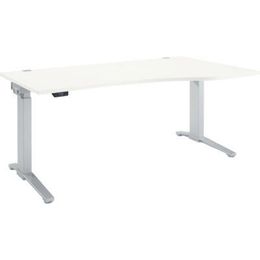 Sch&auml;fer Shop Sch&auml;fer Shop Genius Schreibtisch ERGOSTYLE S, elektrisch h&ouml;henverstellbar, einstufig, Ansatz rechts, C-Fu&szlig;, B 1800 x T 800/1000 x H 715-1182 mm, inkl. Memory Master, wei&szlig;/wei&szlig;aluminium