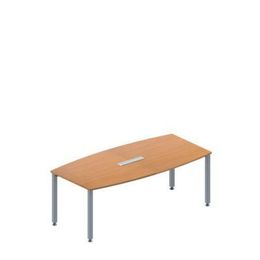 Sch&auml;fer Shop Sch&auml;fer Shop Genius Konferenztisch MODENA FLEX, 6-fach Tischanschlussfeld, Boot, 4-Fu&szlig; Quadratrohr, B 2000 x H 720-840 mm, Buche/wei&szlig;aluminium