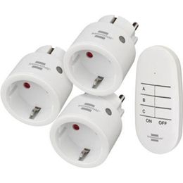 Fa.Brennenstuhl Brennenstuhl Comfort-Line Funkschalt-Set MINI 3+1, 3 Funksteckdosen, 1 Handsender, bis 2300 W, 25 m Reichweite, f&uuml;r den Innenbereich, erh&ouml;hter Ber&uuml;hrungsschutz, B 148 x H 100 mm, wei&szlig;, inkl. Batterien