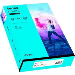 Farbiges Kopierpapier tecno colors, DIN A3, 80 g/m&sup2;, blau, 500 Blatt