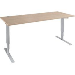 Sch&auml;fer Shop Sch&auml;fer Shop Genius Schreibtisch AERO FLEX, elektrisch h&ouml;henverstellbar, Rechteck, T-Fu&szlig;, B 1600 x T 800 x H 620-1280 mm, Eiche/wei&szlig;alu + Memorypanel