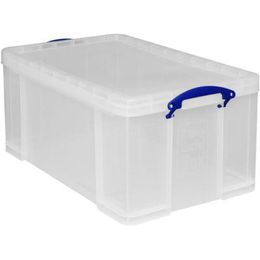 Transportbox Really Useful Box, Volumen 64 l, L 710 x B 440 x H 310 mm, stapelbar, mit Deckel & Klappgriffen, PP, transparent