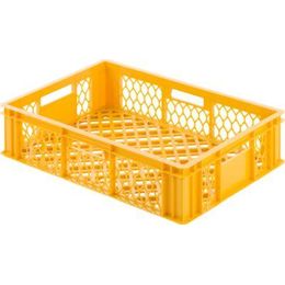 Euro Box B&auml;cker- und Cateringkasten (Gl&auml;serkasten), lebensmittelecht, Inhalt 27 L, durchbrochene Version, gelb-orange