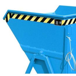 Sp&auml;ne-Kippmulde Bauer SKS 550, Stahl, blau, B 1250 x T 1200 x H 1170 mm, 550 l, bis 1000 kg, Rollen, Ablasshahn, Manuelle Kippvorrichtung