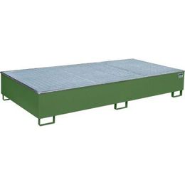 Bauer Regalwanne RW-GR 2700-3 PE, mit PE-Einsatz, mit Gitterrost, L 2665 x B 1315 x H 440 mm, resedagr&uuml;n RAL 6011
