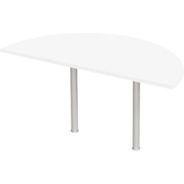 Sch&auml;fer Shop Ansatztisch, Halbkreis, &Oslash; 1600 mm, wei&szlig;/wei&szlig;alu