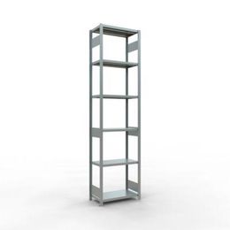 SCHULTE LAGERTECHNIK Fachbodenregal-Stecksystem MULTIplus 250, Grundregal, L&auml;ngenriegel, 3000x750x400 mm, 7 B&ouml;den, verzinkt